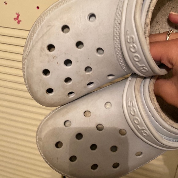 CROCS | Shoes | Fuzzy Crocs Light Blue Grey Fuzzy Inside | Poshmark